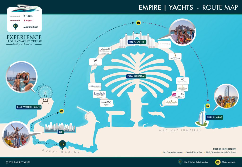 Explore Dubai's Top Attractions by Sea - Empire Yachts Cruise Map